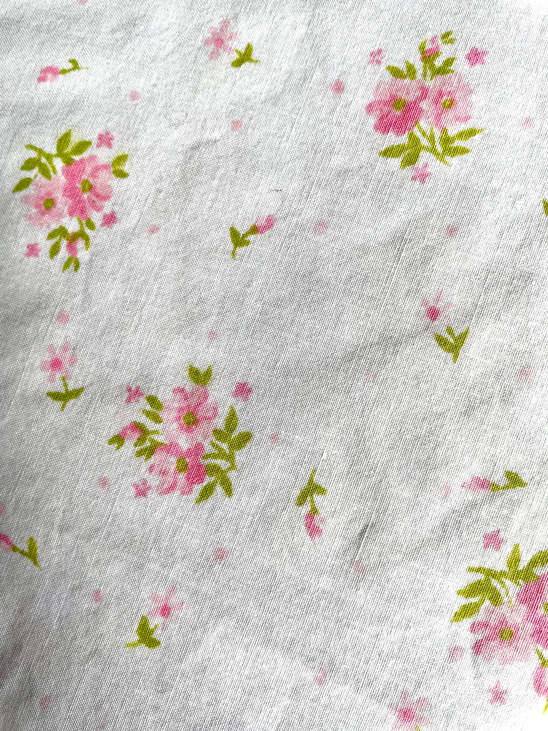 Vintage Pink Floral Fitted Sheet Floral Bouquet Bedding Shabby - Etsy