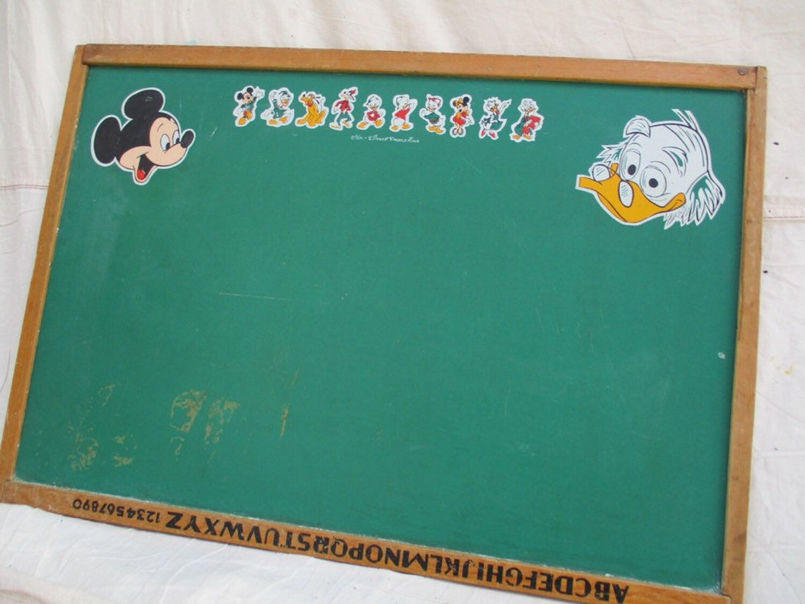 Vintage Mickey Mouse Chalk Board Kid's Room Double Sided School Room ...