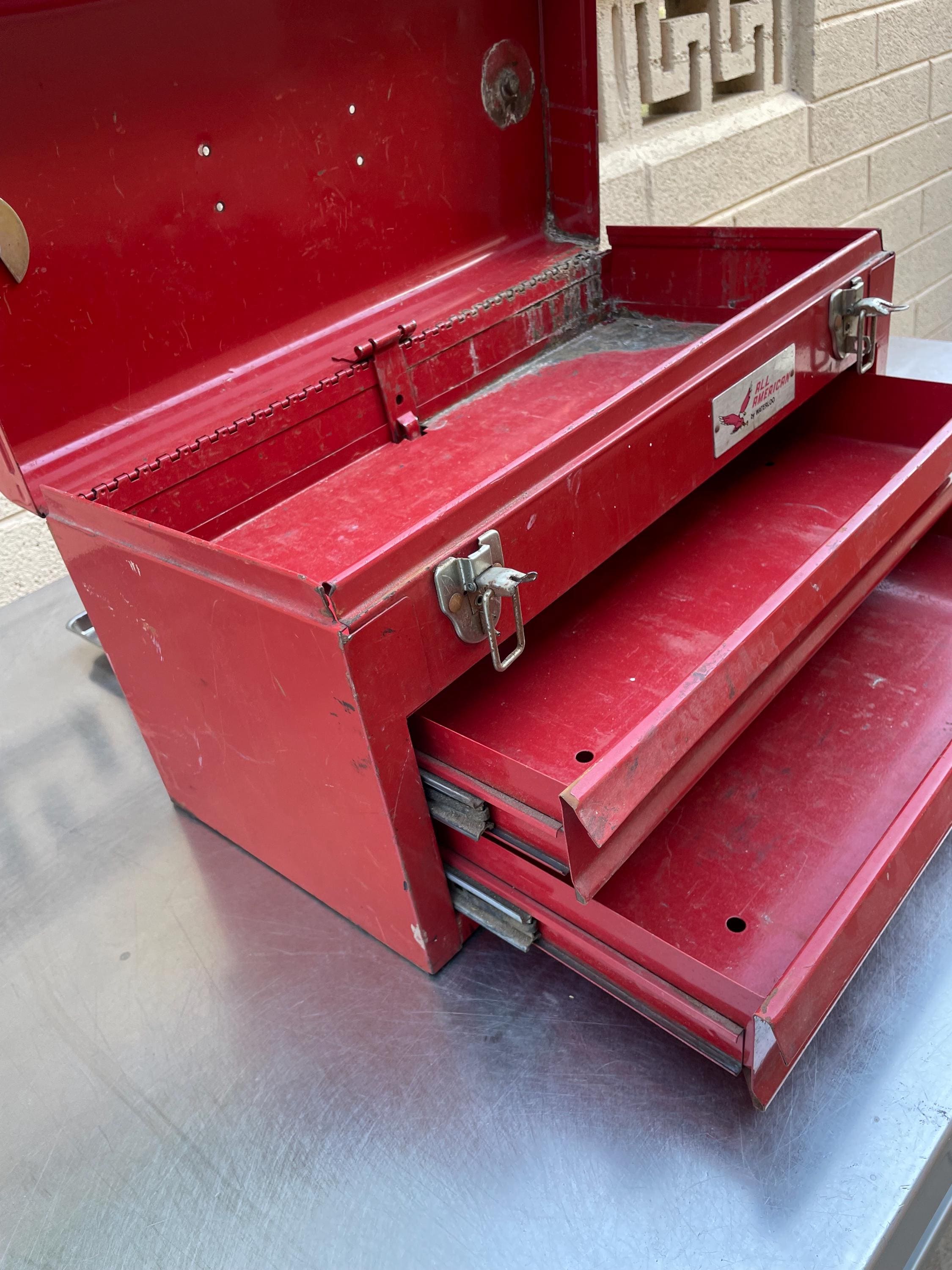 Vintage Tool Box All American Waterloo Multi Drawer Portable Steel Tool ...