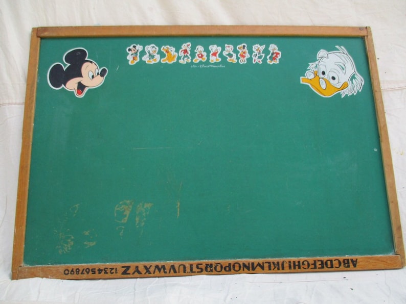 Vintage Mickey Mouse Chalk Board Kid's Room Double Sided School Room ...