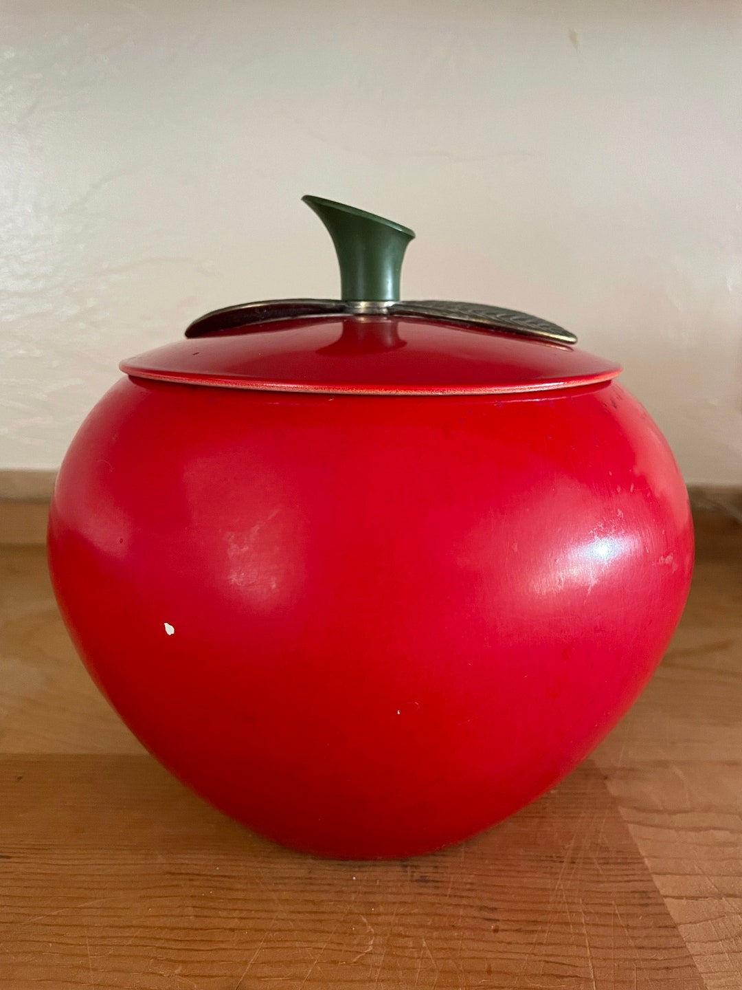 Vintage Red Apple Storage 60s Aluminum Apple Decor Red Apple Storage ...