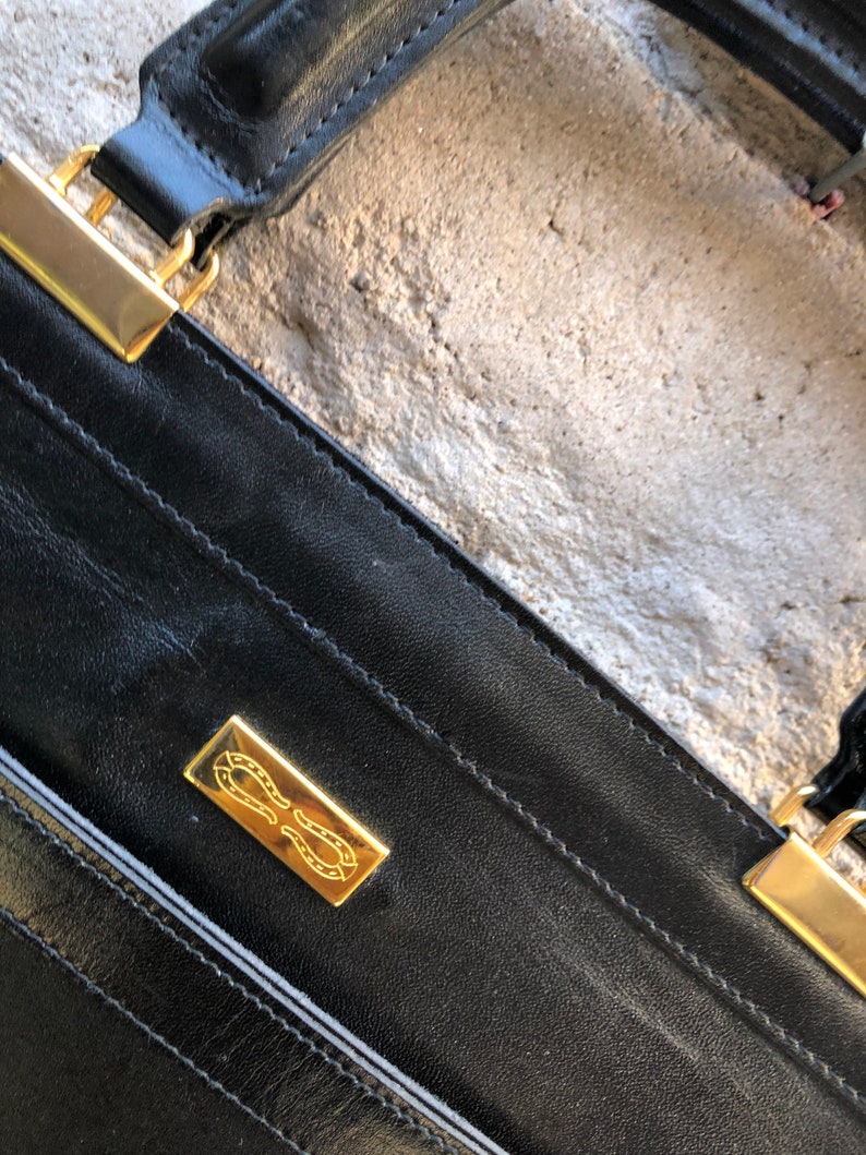 Vintage Leather Portfolio Document Case Envelope Case 80s 90s Black ...