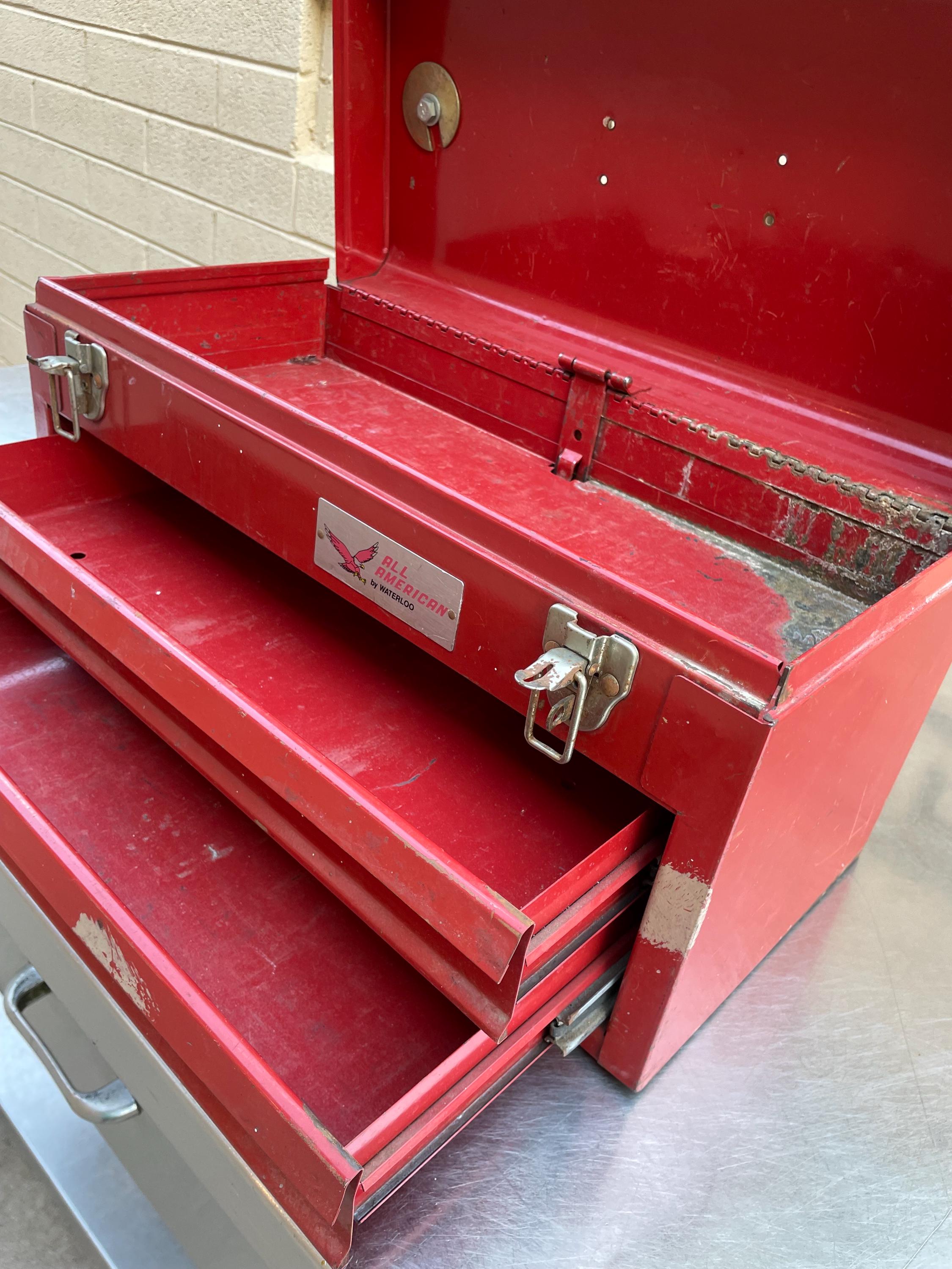 Vintage Tool Box All American Waterloo Multi Drawer Portable Steel Tool ...