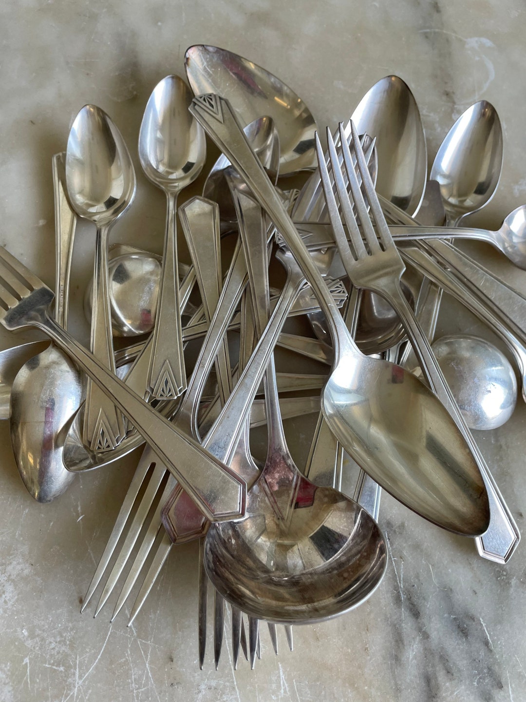 Vintage Silverware 25 Piece Stainless Steel Silver Plated Hotel ...