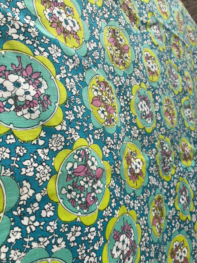 Vintage Flower Power Fabric, Mod Floral Upholstery Fabric Floral ...