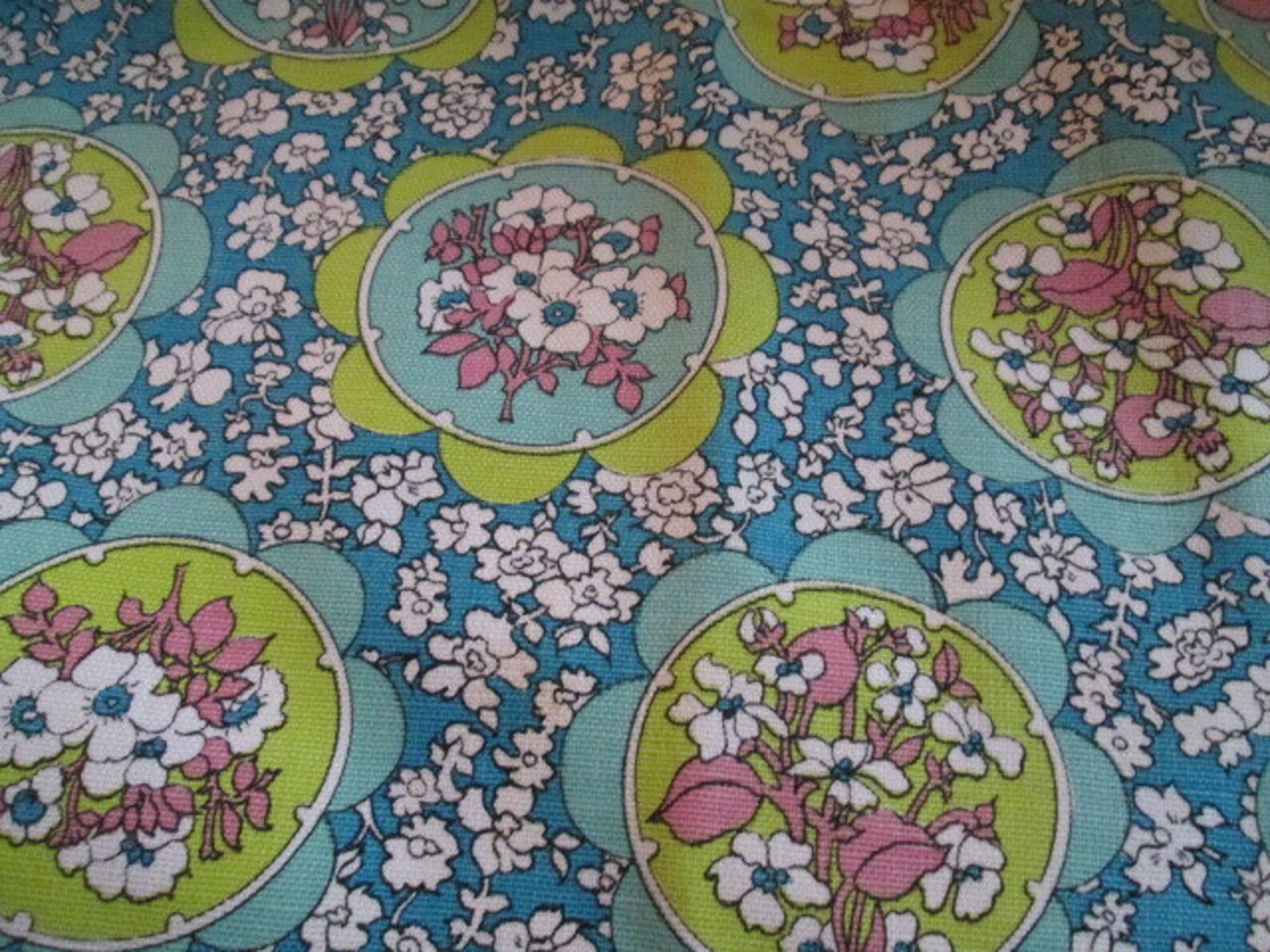 Vintage Flower Power Fabric Mod Floral Upholstery Fabric Flower ...