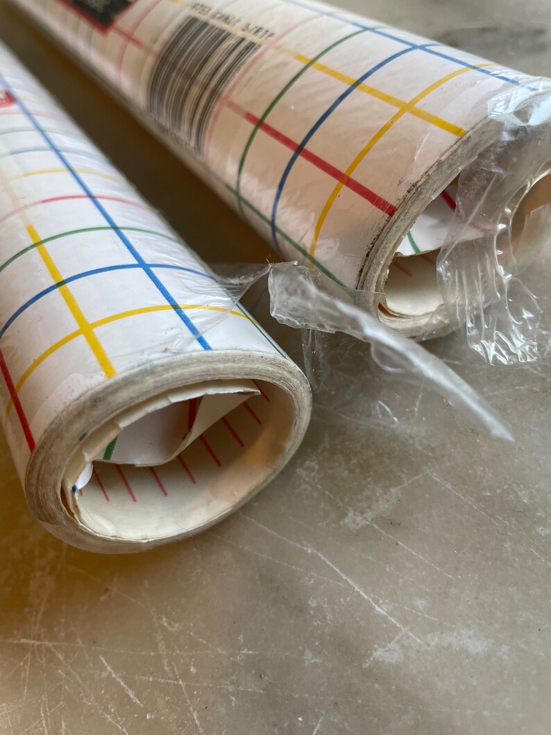 Vintage Candy Strip Plaid Contact Paper Rainbow Graphic Drawer Liner ...