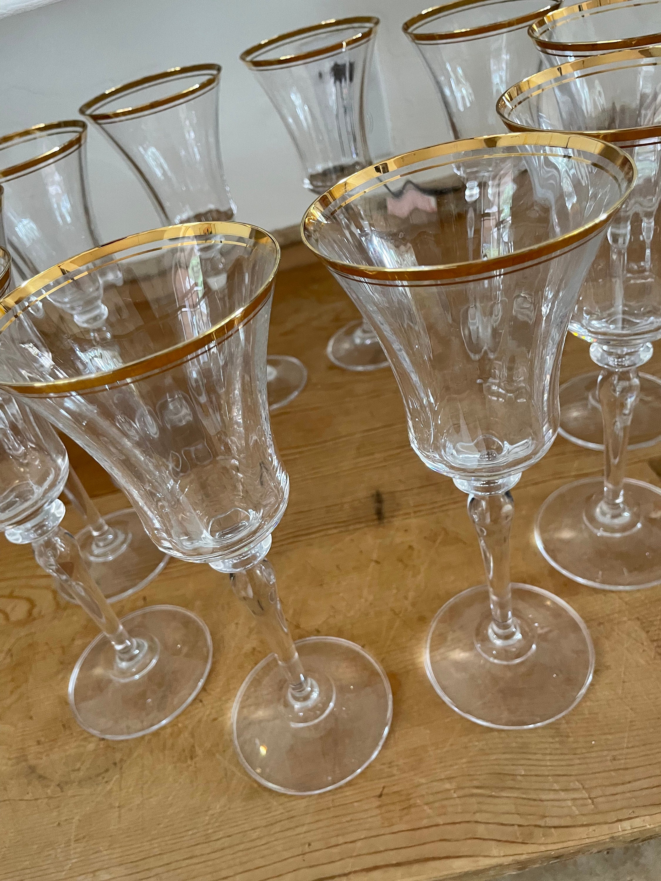 Vintage Mikasa Jamestown Gold Water Goblets Set of 10 Crystal Gold ...