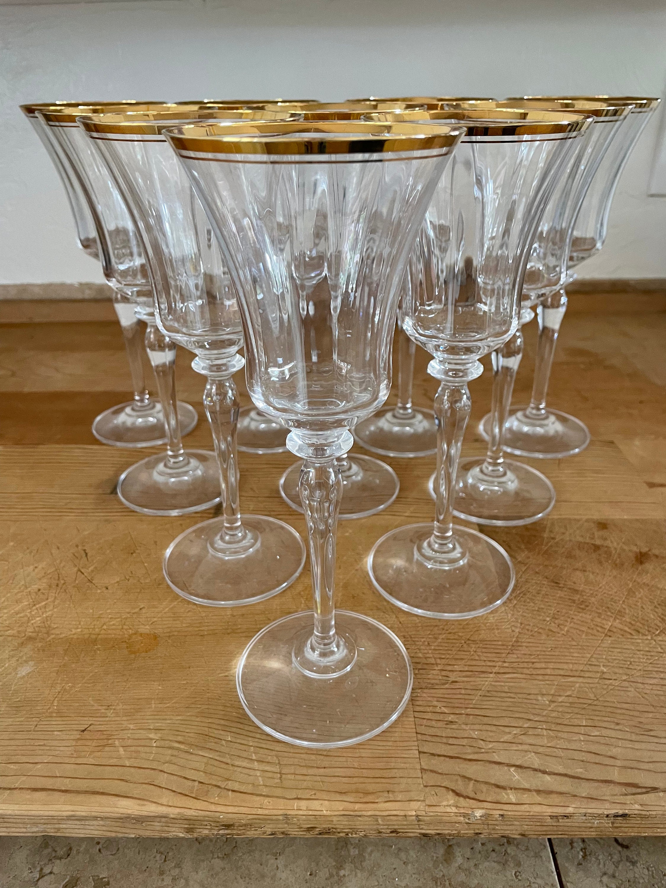 Vintage Mikasa Jamestown Gold Water Goblets Set of 10 Crystal Gold Replacement Crystal Stemware ...