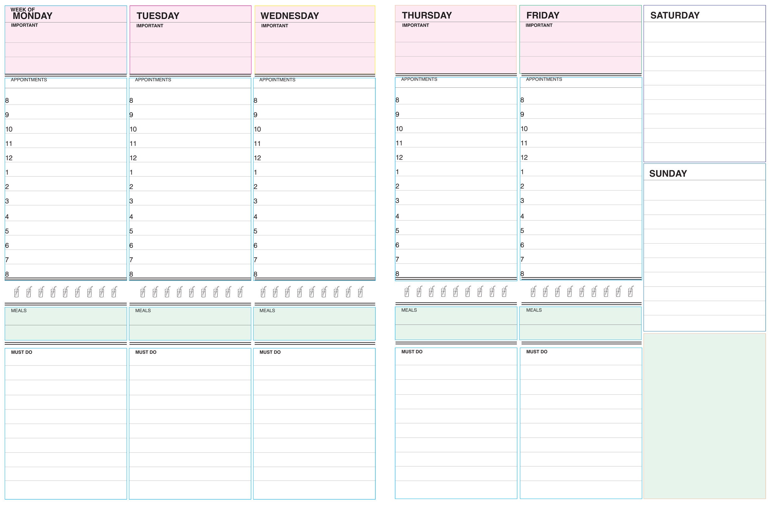 Busy Mom Planner 2-page per Week A4 Size Weekly Planner Undated Day ...