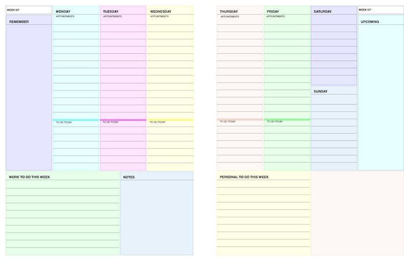 Planner 2-page per Week Weekly Planner Day Planner Instant - Etsy