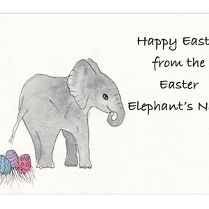 Printable Easter Card Baby Elephant With Easter Egg Nest Watercolor ...