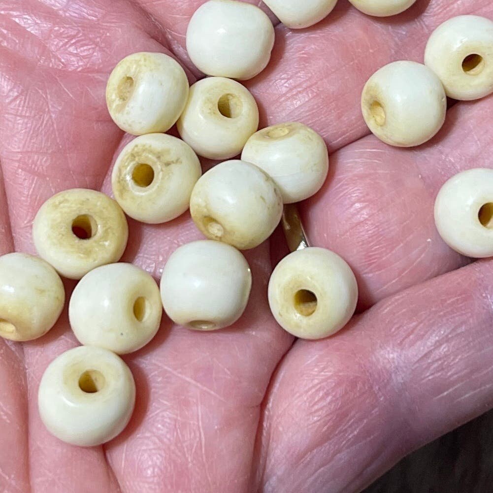 30pc 8mm Large 1.5mm Hole Oxen Bone Beads Loose for Jewelry Design Ox ...