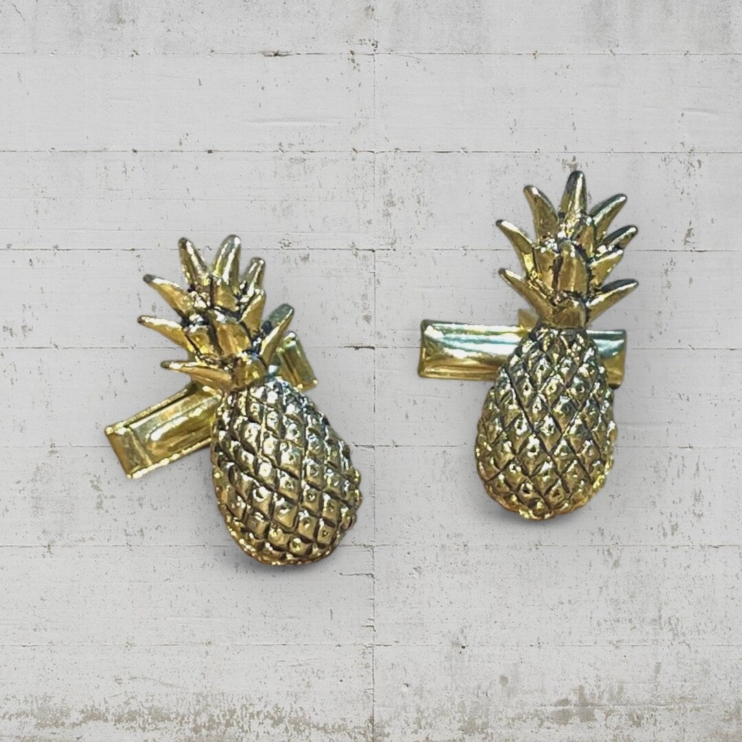 Mens Gold Tone PINEAPPLE CUFFLINKS Vintage Groom Retro Gift - Etsy