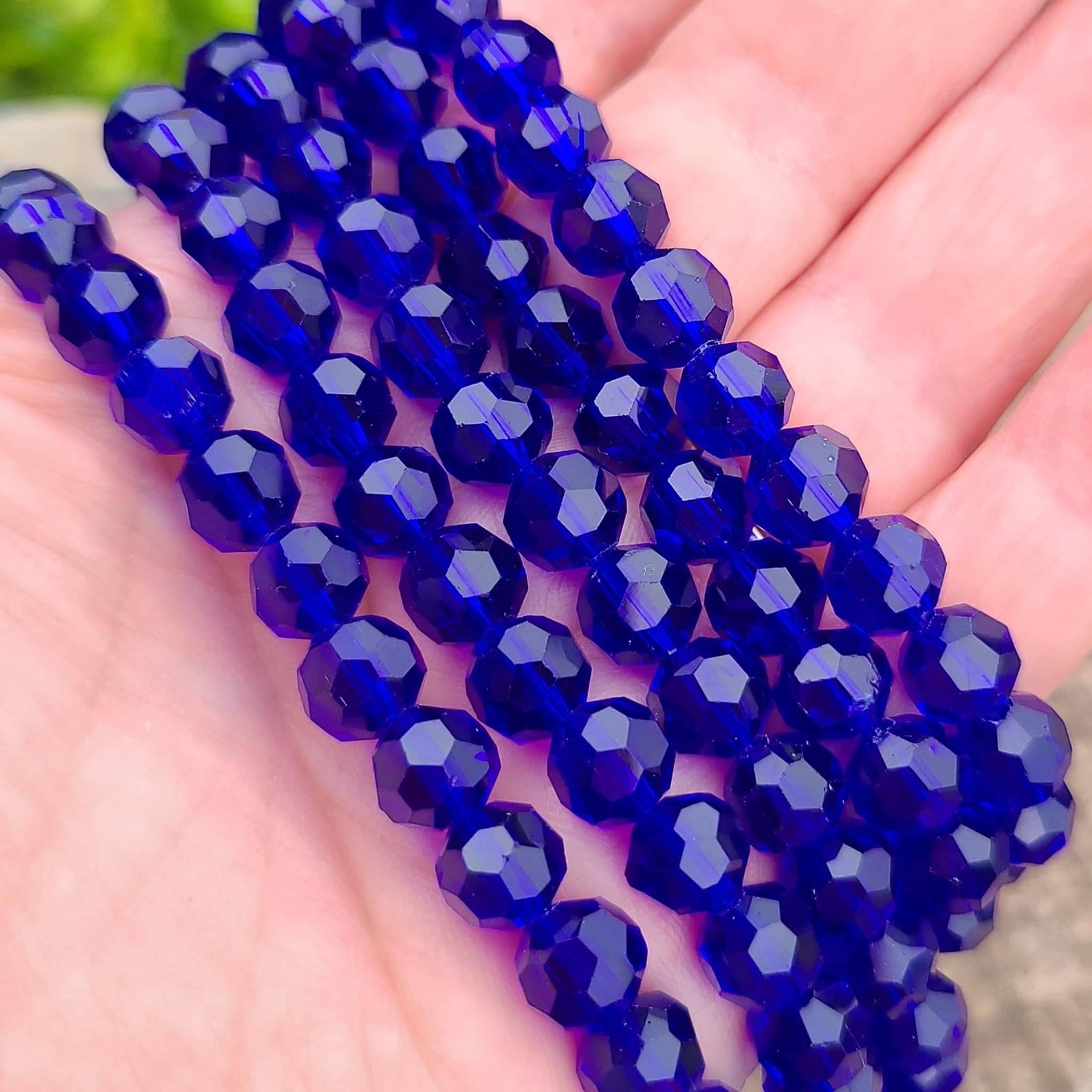 Cobalt Royal Blue Faceted Crystal 10mm Round Beads Full String - Etsy
