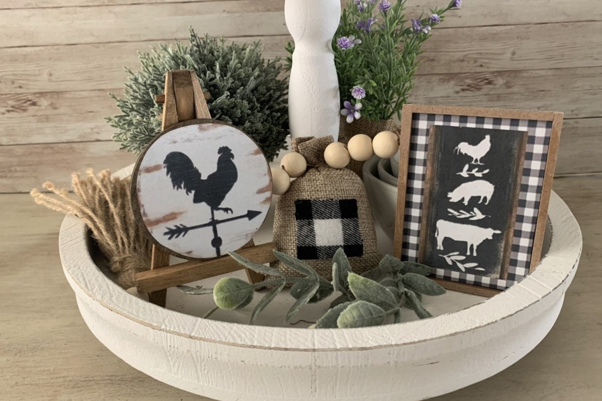Farmhouse Tiered Tray Decor Set: Rustic Cottage Fillers - Etsy