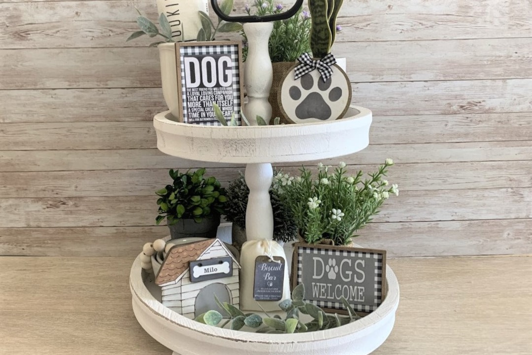 Personalized Dog Tiered Tray Decor Set: Rustic Farmhouse Signs - Etsy