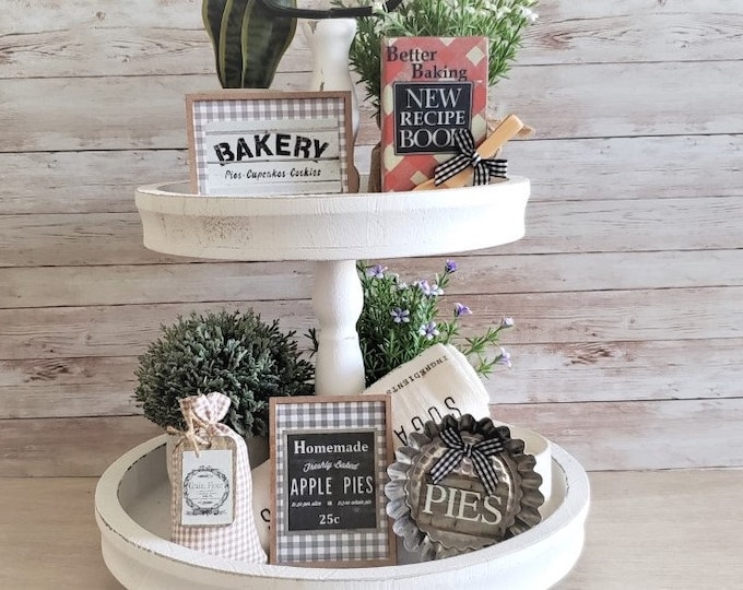 Tiered Tray Pie Baking Signs Mini Set of 5, Shelf Fillers/farmhouse ...