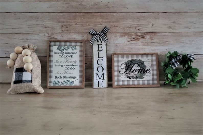 Mini Welcome Sign Set of 5 Tiered Tray Bundle /rustic - Etsy