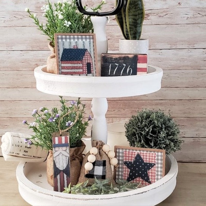 Two Tier Rustic Tray Decor - Etsy