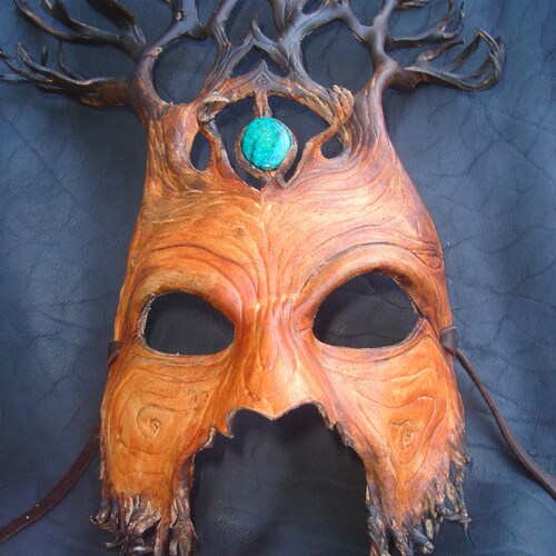 Leaf Druid Mask Guardian Leather Mask Victorian Costume - Etsy