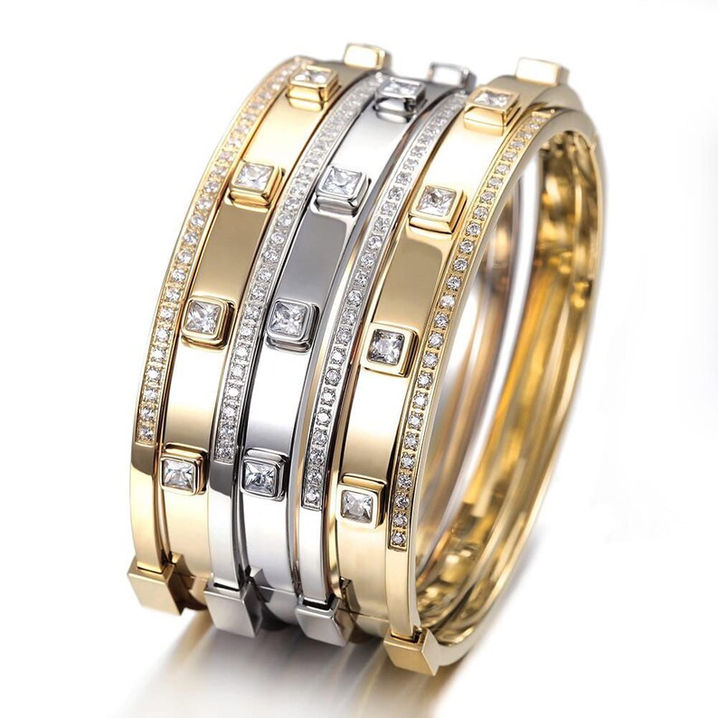 CZ Bar Square Cuff - Etsy