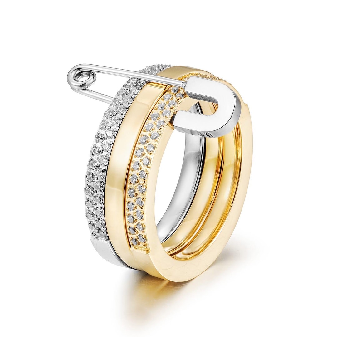 Triple Stack Safety Pin Ring - Etsy