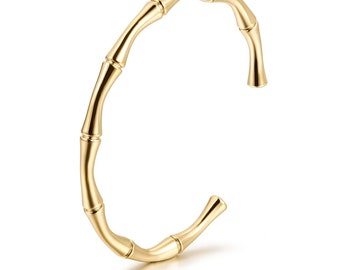 Stainless Steel Bamboo Cuff Bracelet Bangle - Etsy