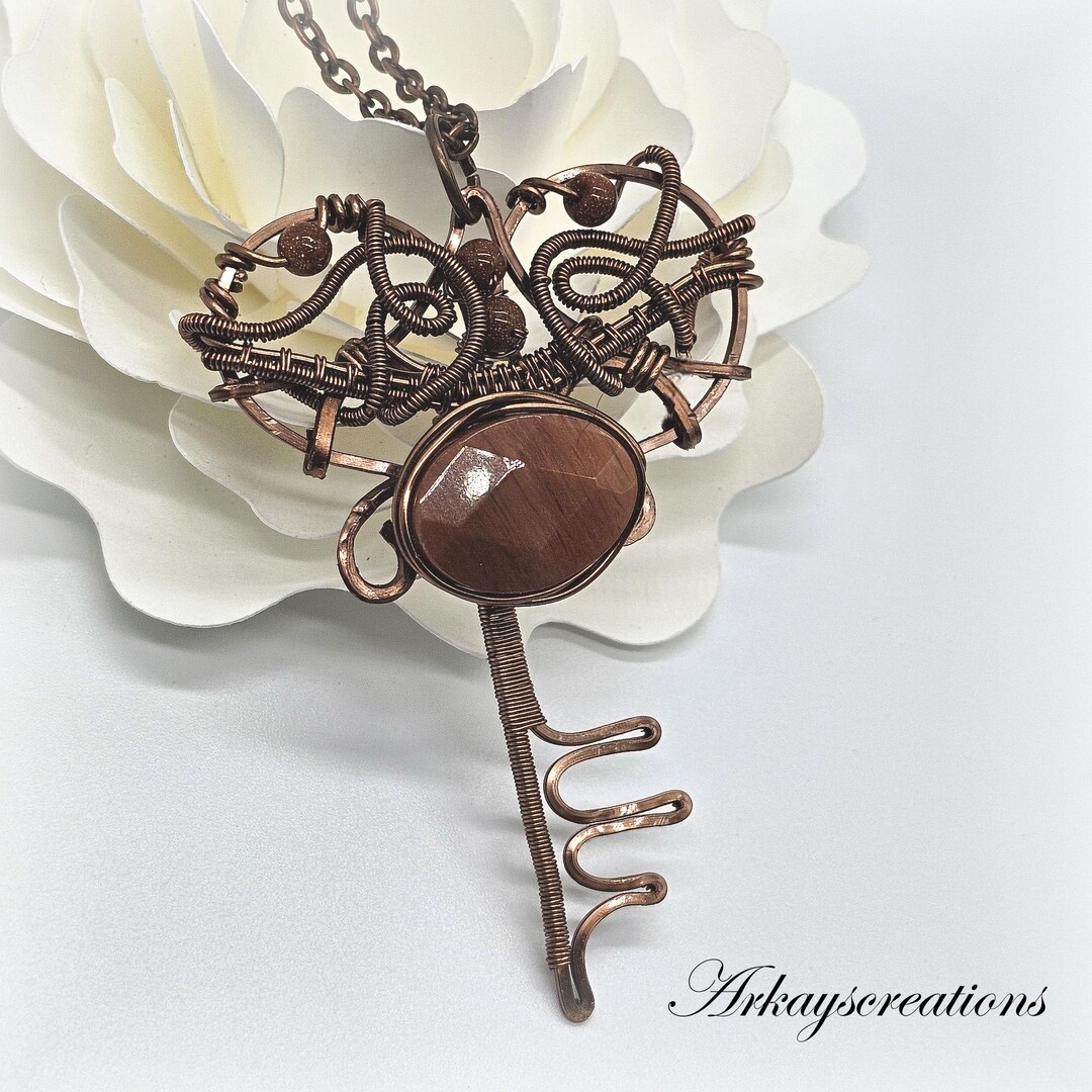 Copper Wire Key Necklace Rustic Anniversary Gift for Her - Etsy