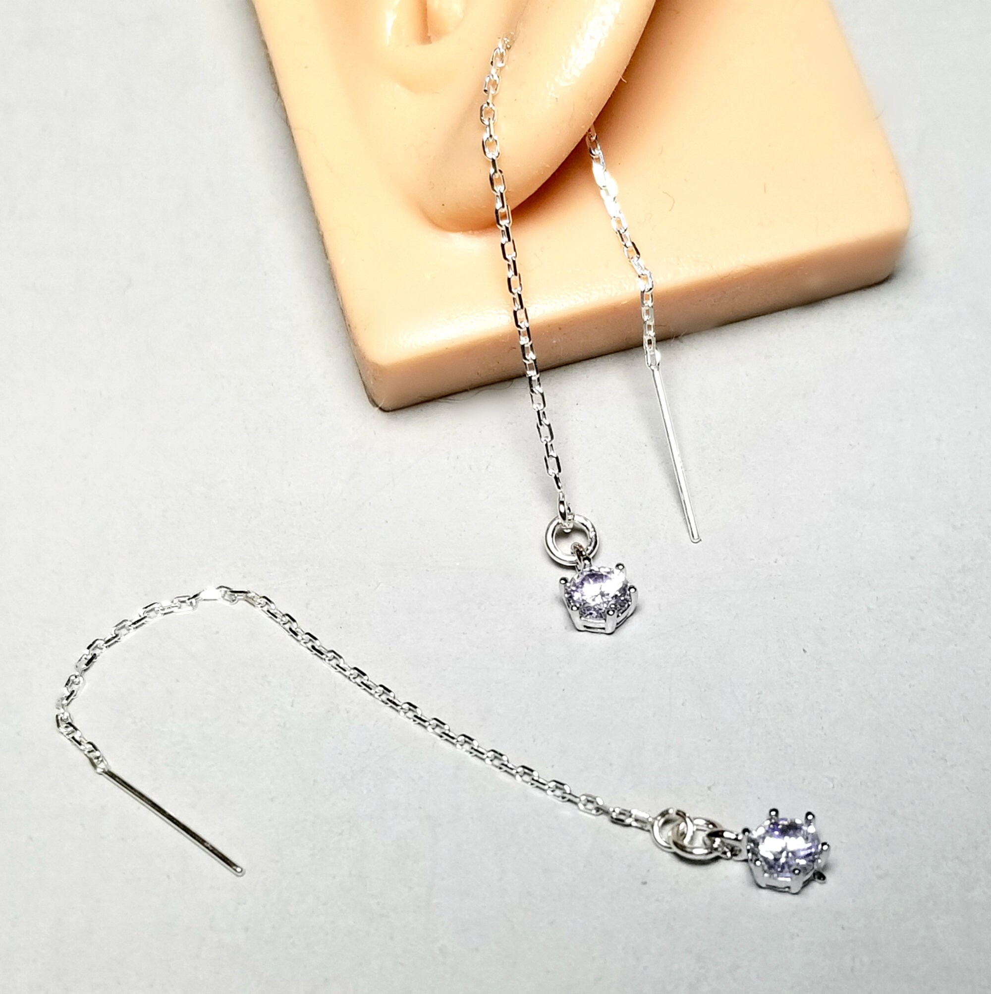 Sterling Silver Long Threader Earrings, as Seen on TV Show - Etsy