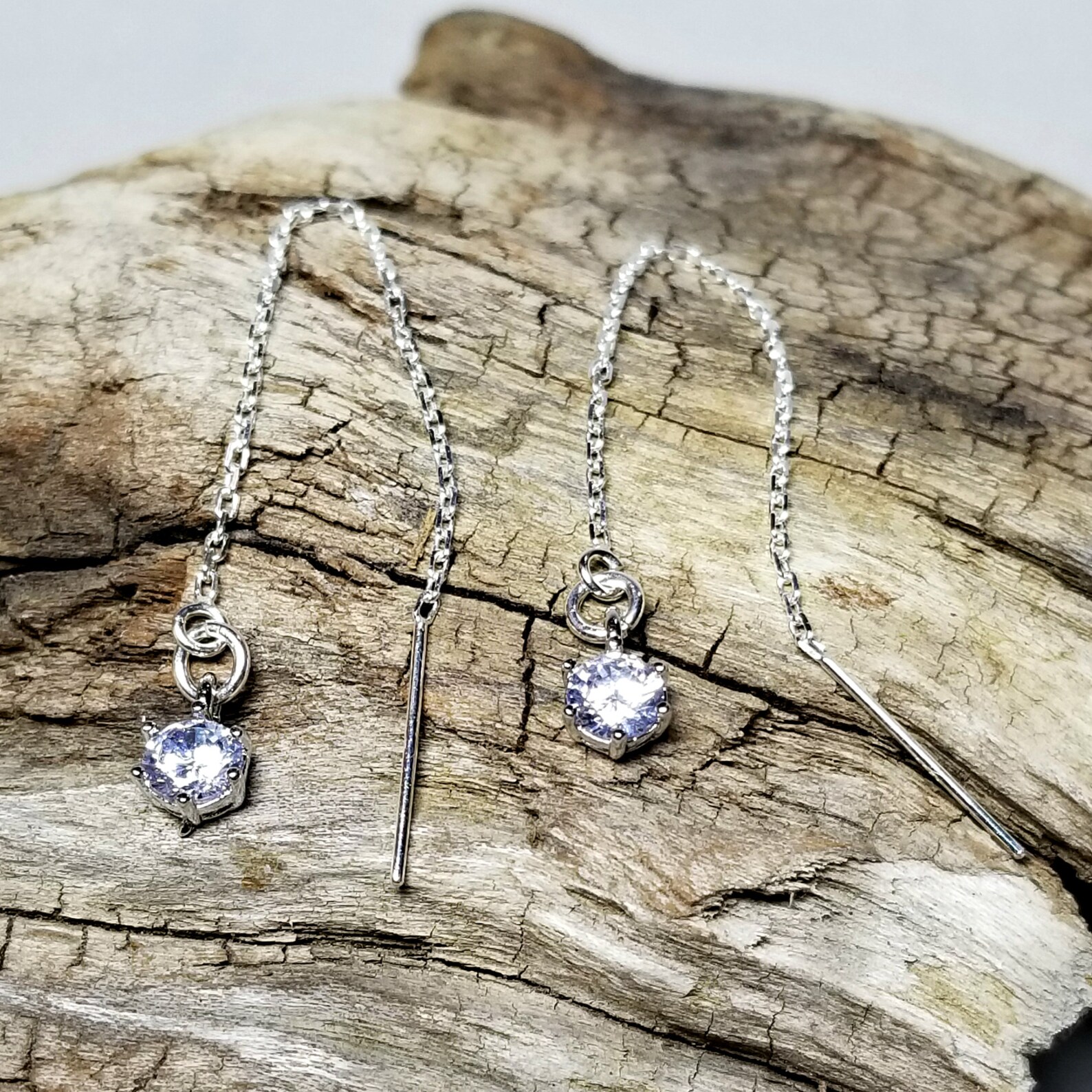 Sterling Silver Long Threader Earrings, as Seen on TV Show - Etsy