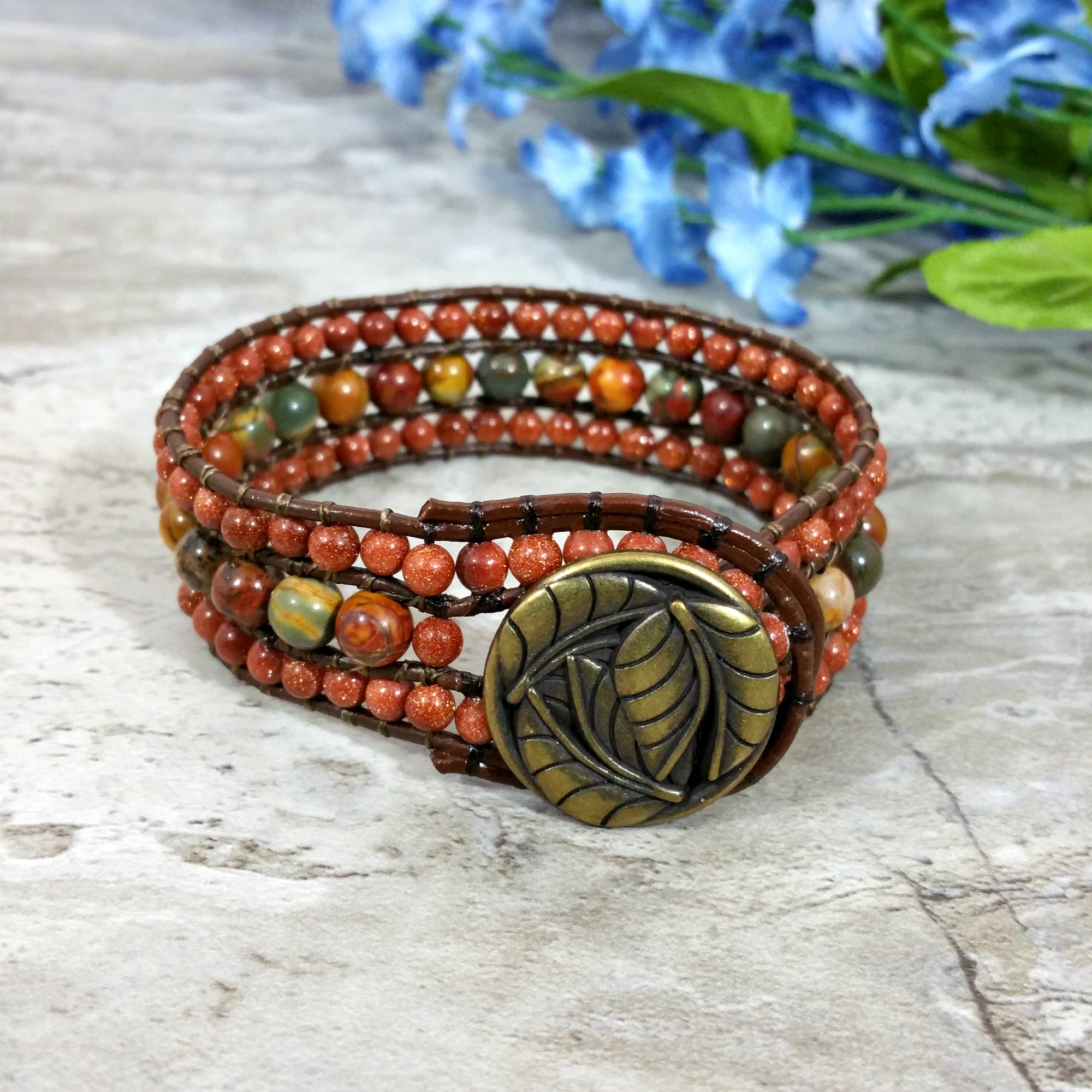 Autumn Beaded Bracelet Handmade Earthy Jewelry for Fall Boho | Etsy