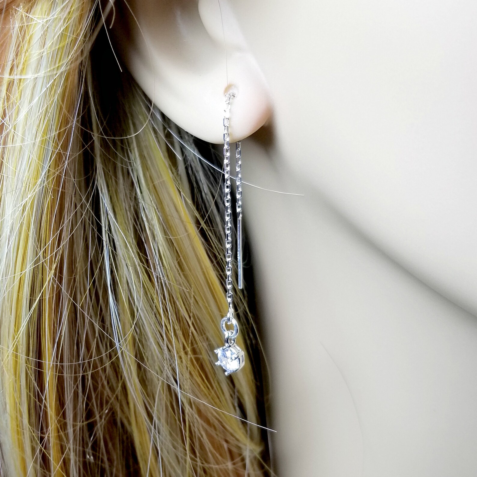 Sterling Silver Long Threader Earrings, as Seen on TV Show - Etsy