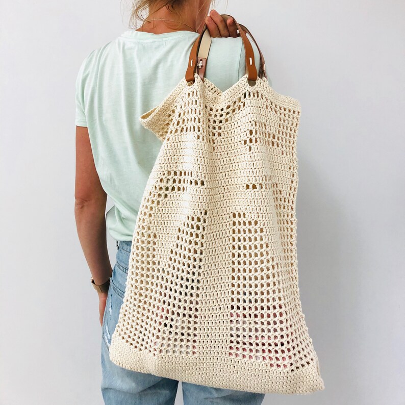 Filet Crochet Grocery Bag Palmtree - Etsy
