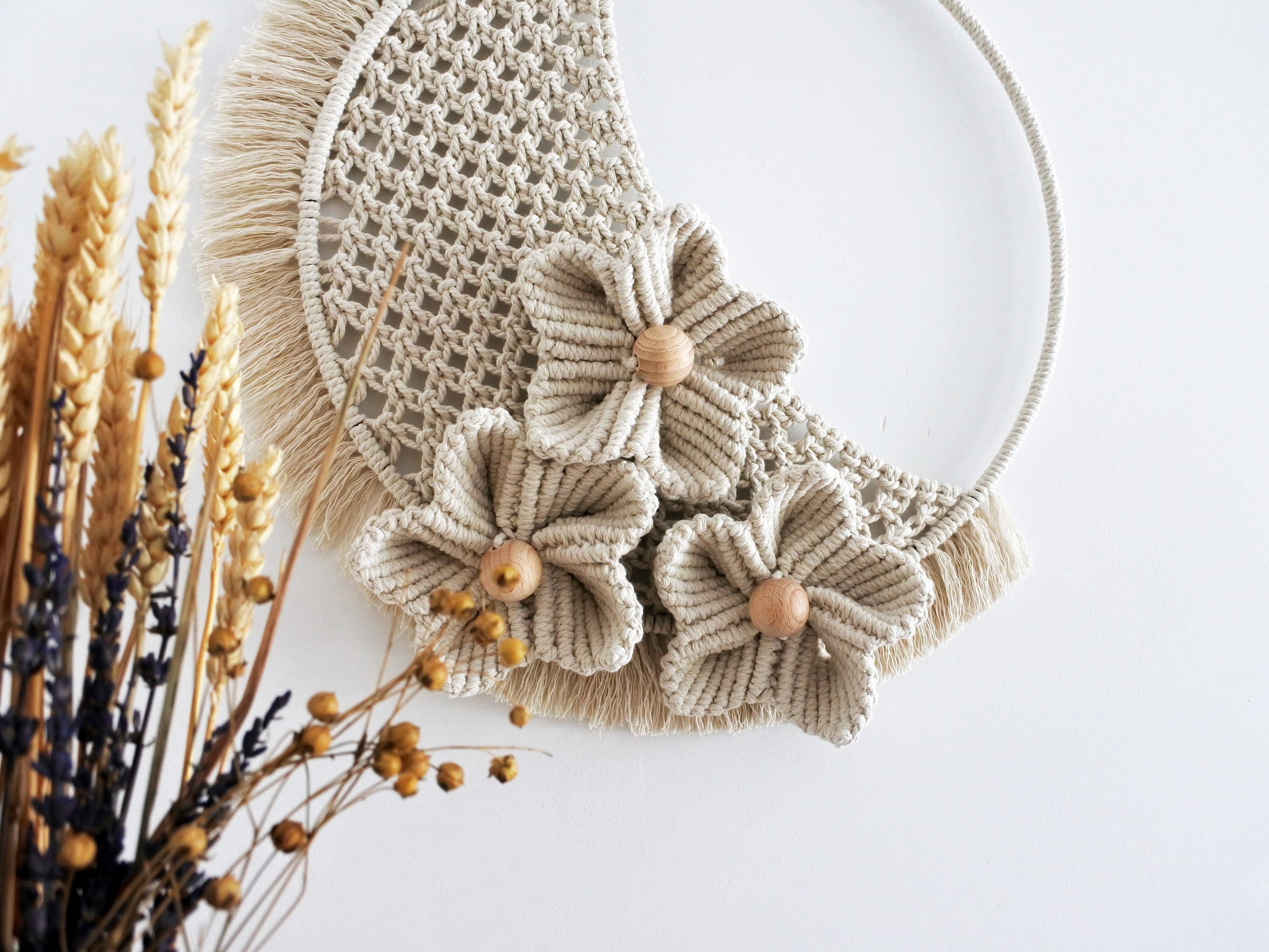 Macramé Flower Half Moon Wallhanging Patroon Pdf - Etsy