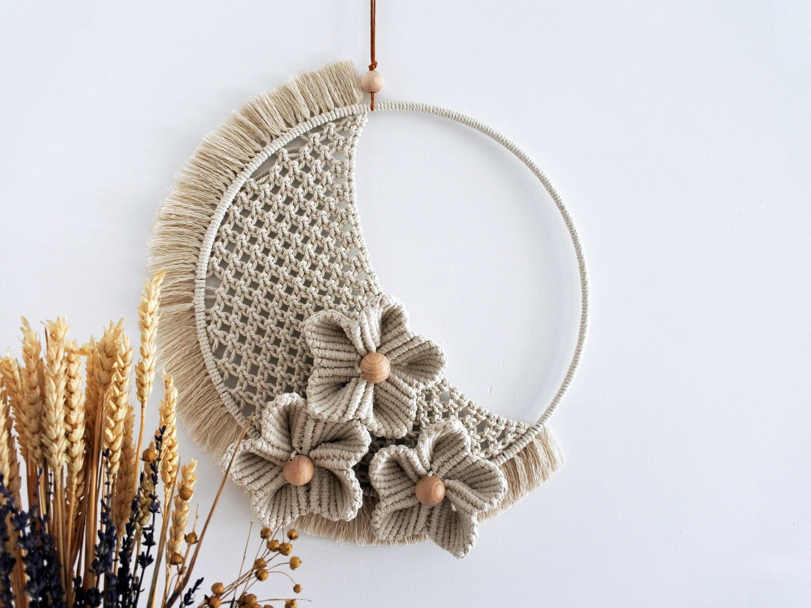 Macramé Flower Half Moon Wallhanging Patroon Pdf - Etsy