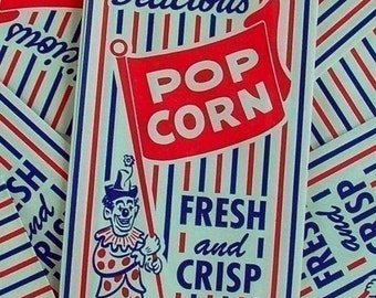50 Clown Retro Style Circus Popcorn Bags With DIY Labels | Etsy