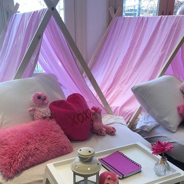 2 Pink Glamping Tent, Pink Tent, Slumber Party, Birthday Camping ...