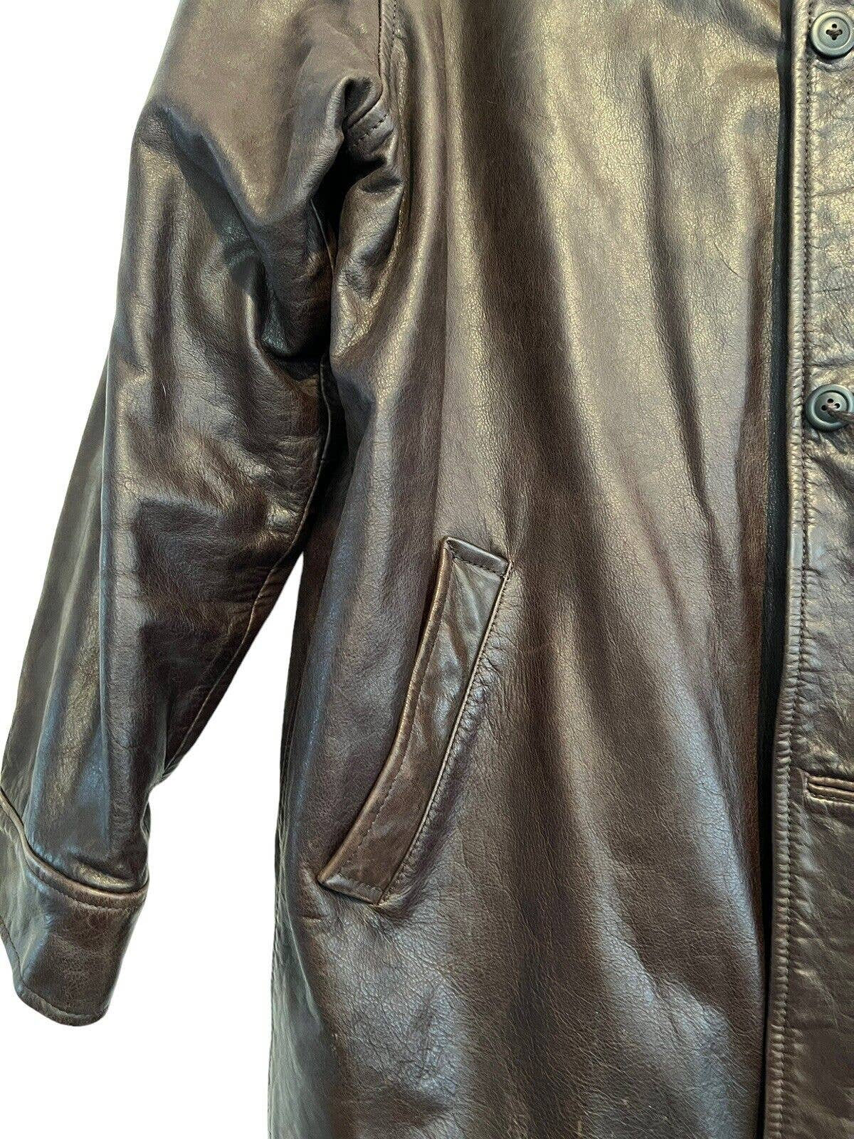 Vintage GAP Mens Genuine Leather Jacket Coat Brown Button up Vintage GAP Mens Genuine Leather Jacket Coat Brown Button up