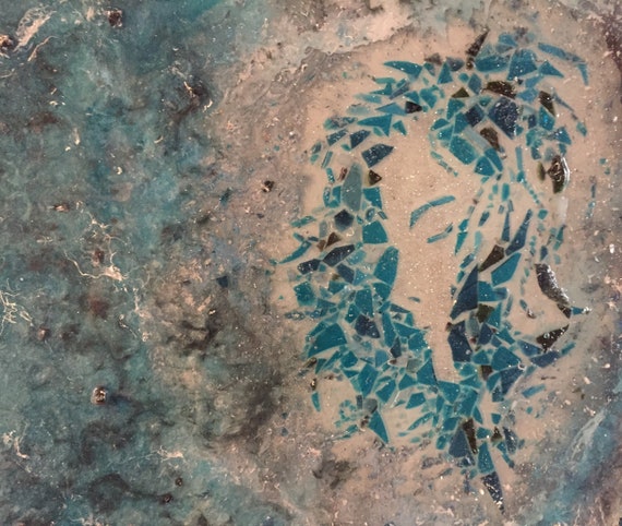 Shard Glass & Resin Art Piece blue | Etsy