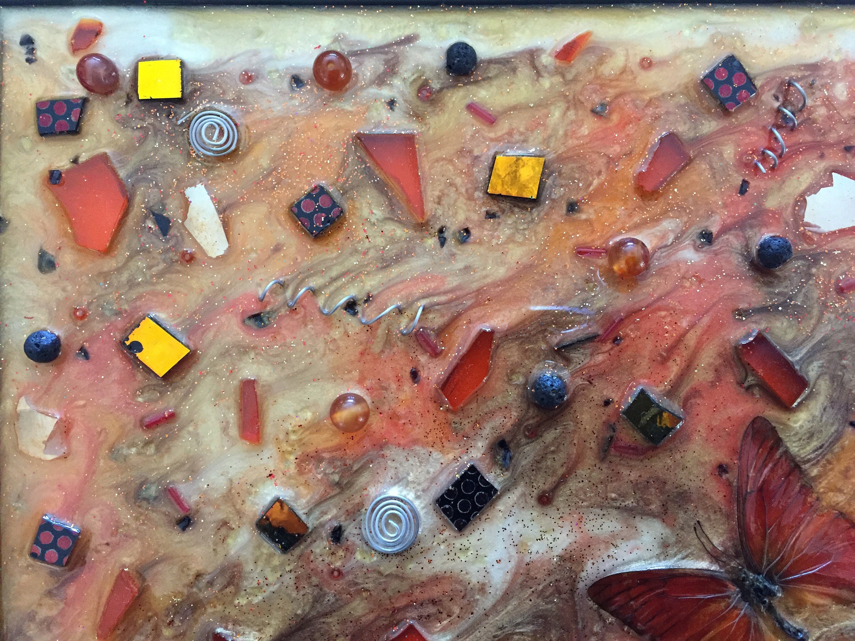 Shard Glass Resin Art Piece Glass Butterfly Etsy