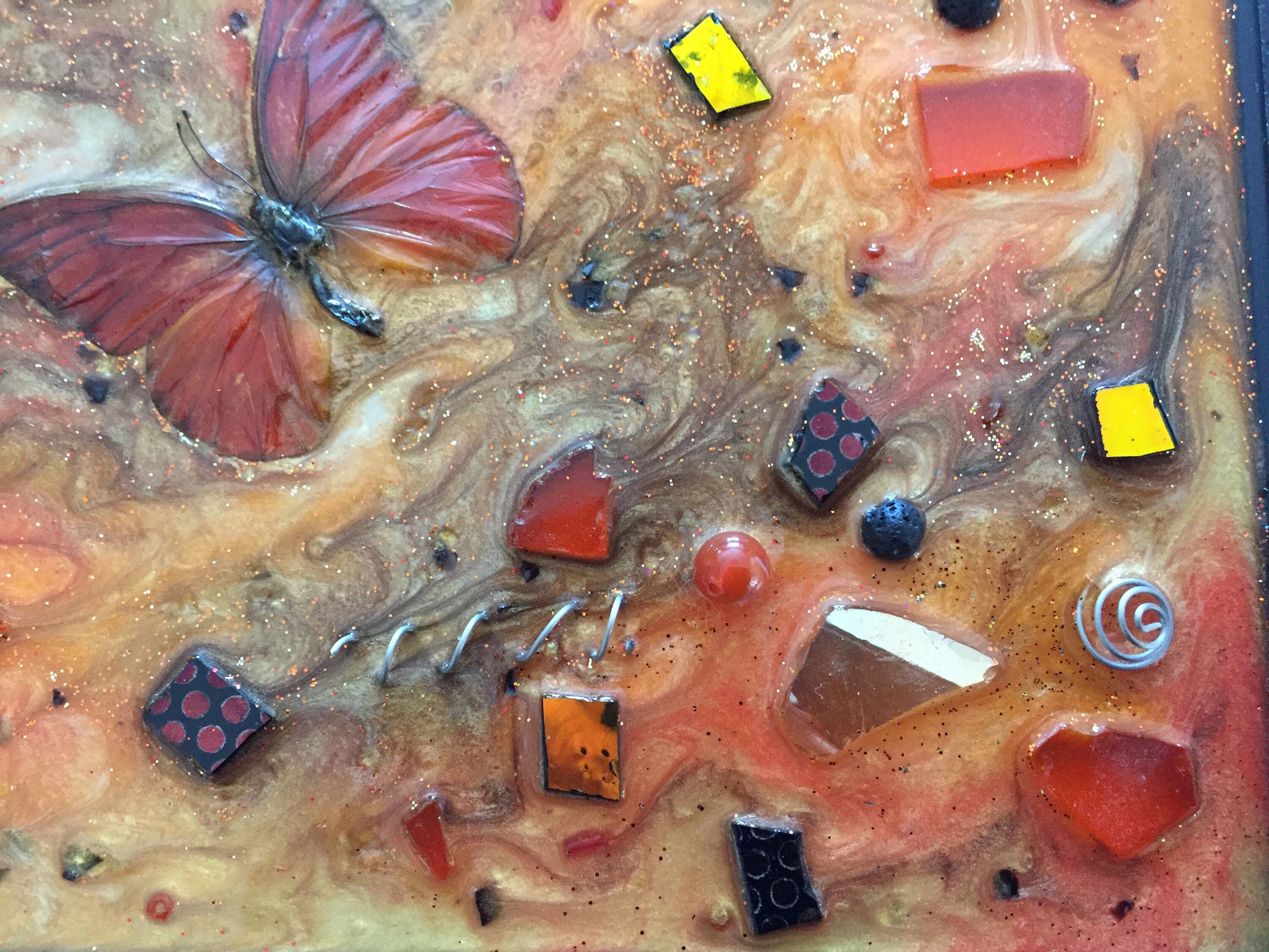 Shard Glass Resin Art Piece Glass Butterfly Etsy