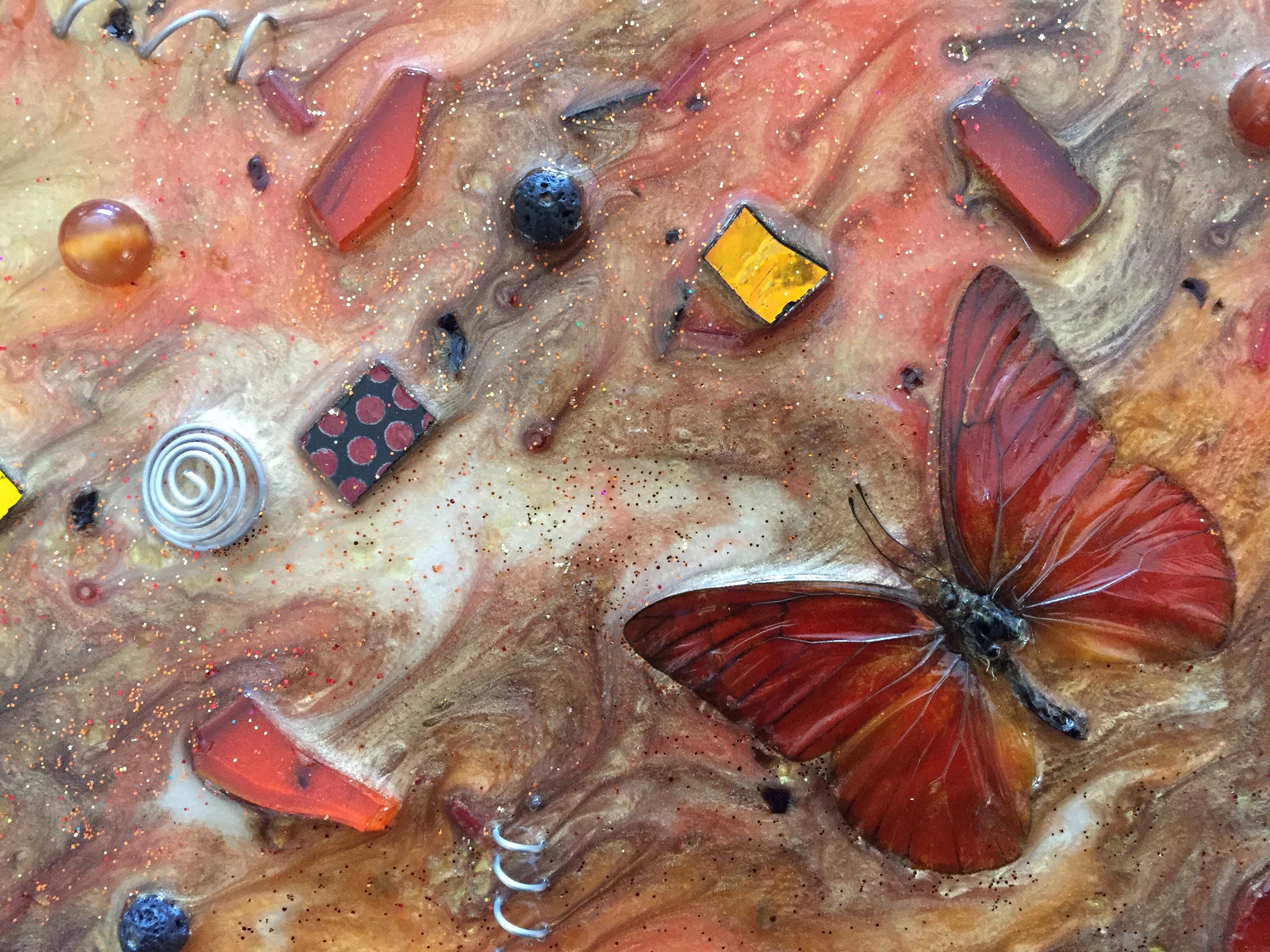 Shard Glass Resin Art Piece Glass Butterfly Etsy