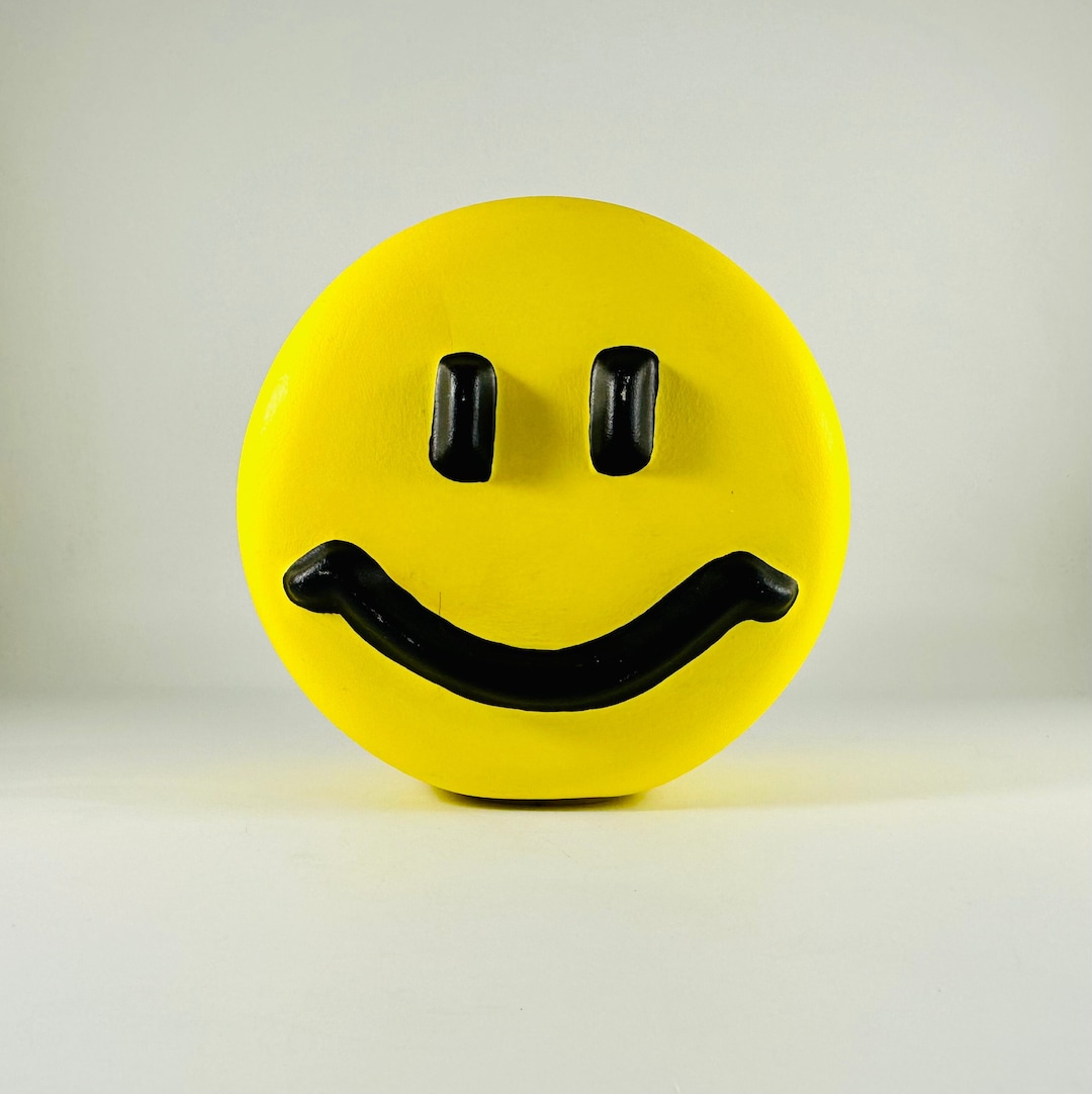 90s Yellow Smiley Face Coin Bank Vintage 1990s Yellow 70s Style Happy ...