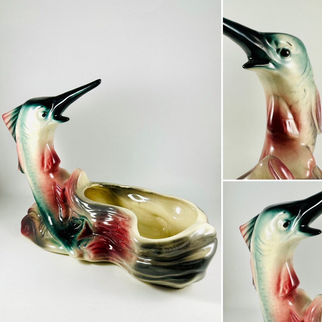50s Mid Century Swordfish Marlin Ceramic Planter Vintage - Etsy