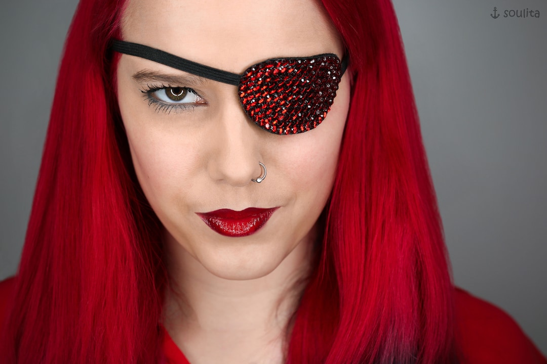 Eye Patch red Sparkle Rhinestones Cosplay - Etsy