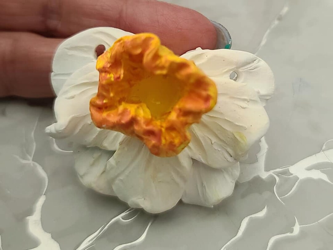 Polymer Clay Daffodil Flower Pendant Jewelry Design - Etsy