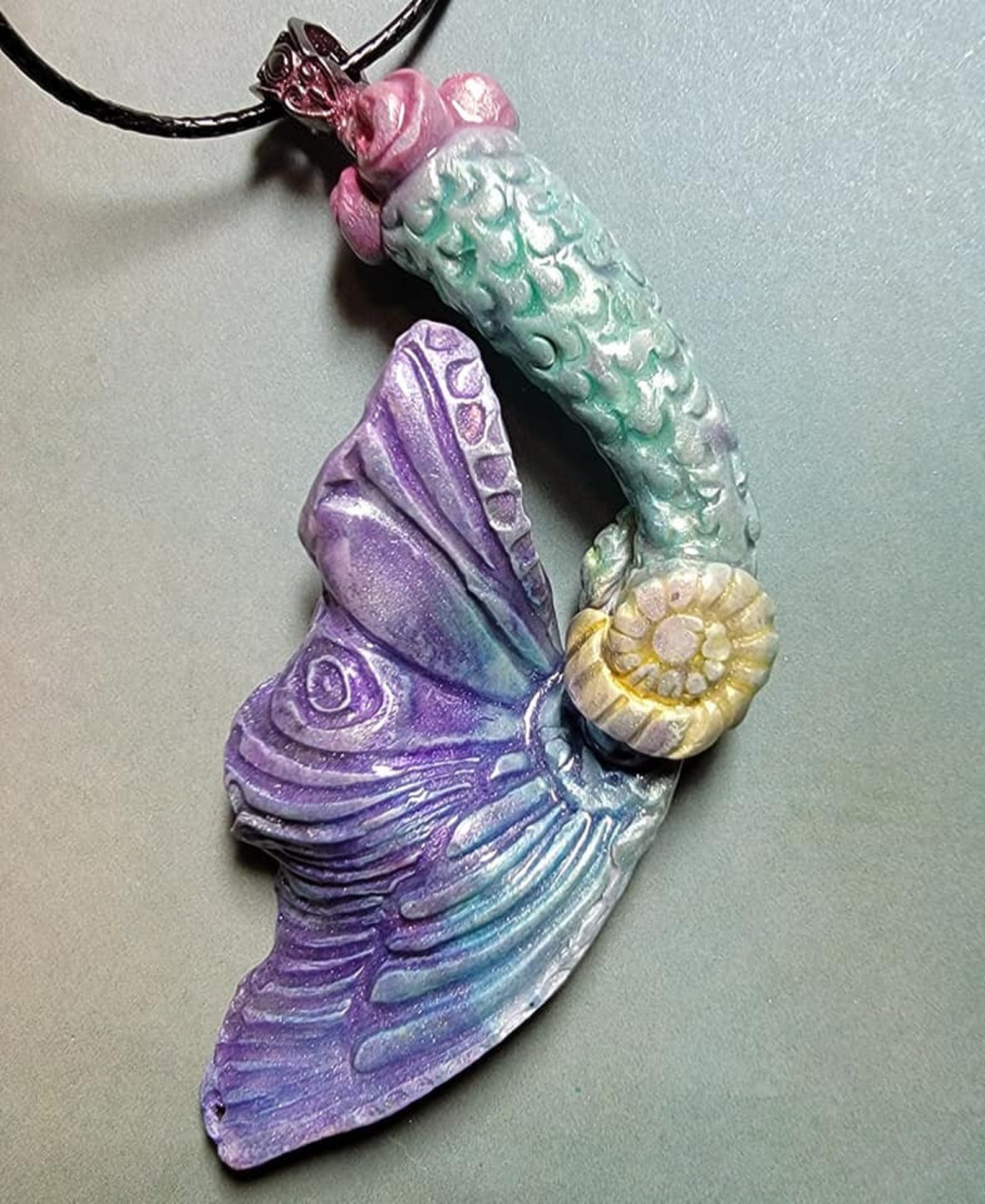 Fantasy Mermaid Tail Color Shift Fins Polymer Clay Pendant - Etsy