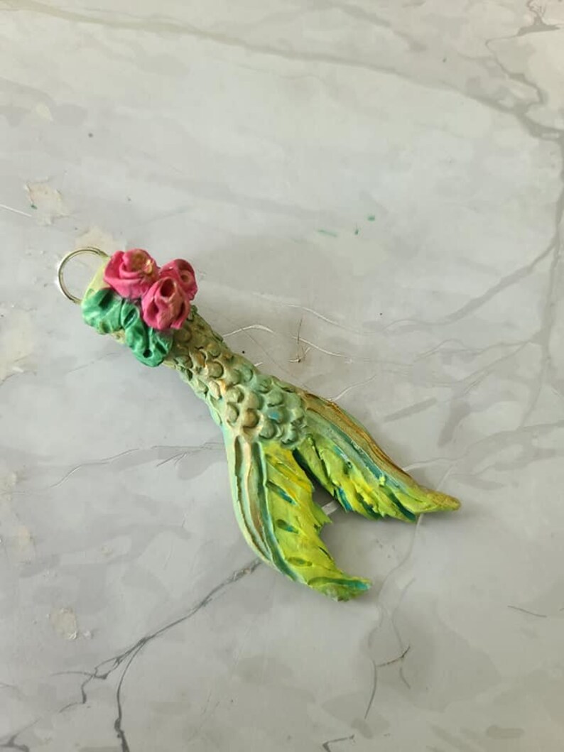 Mermaid Tail Roses Pendant Polymer Clay Jewelry | Etsy