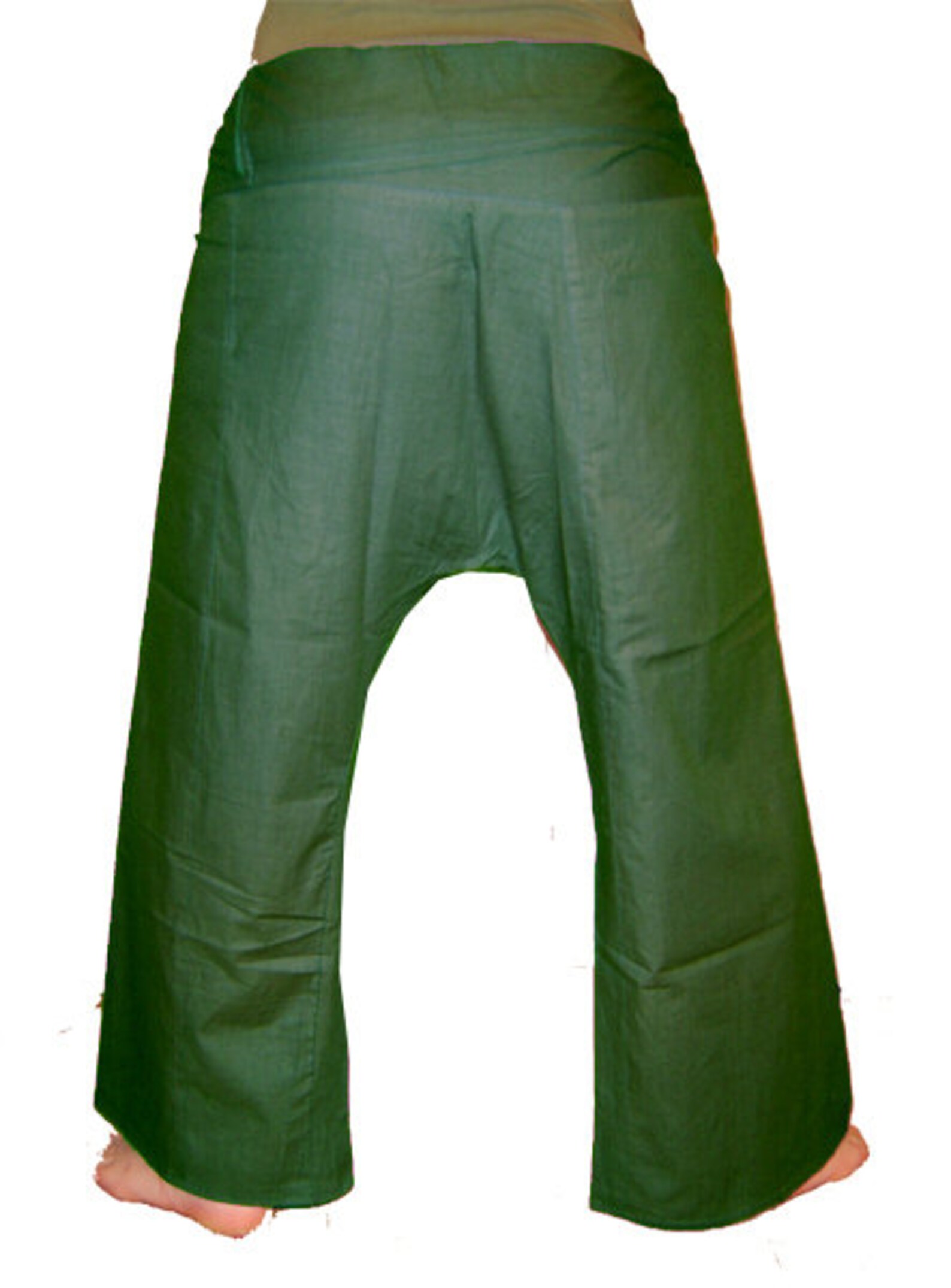 Thai Pants EXTRA LONG Shaolin Pants Wrappants Fisherman Dark Green ...